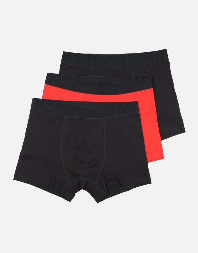 3 Pack Mixed Plain Boxers in Black/red | Hallensteins NZ