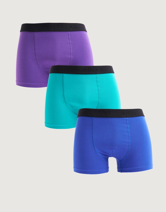 3 Pack Mixed Plain Boxers in Purple/blue | Hallensteins AU