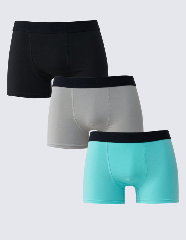 3 Pack Mixed Plain Boxers in Turquoise/silver/bla | Hallensteins NZ