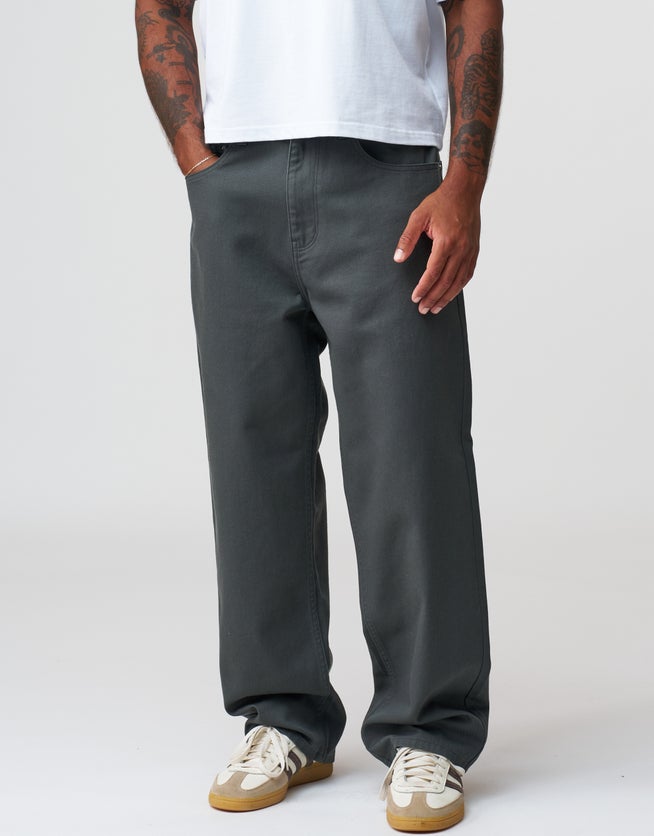 Baggy Fit Twill Pants in Charcoal | Hallensteins NZ