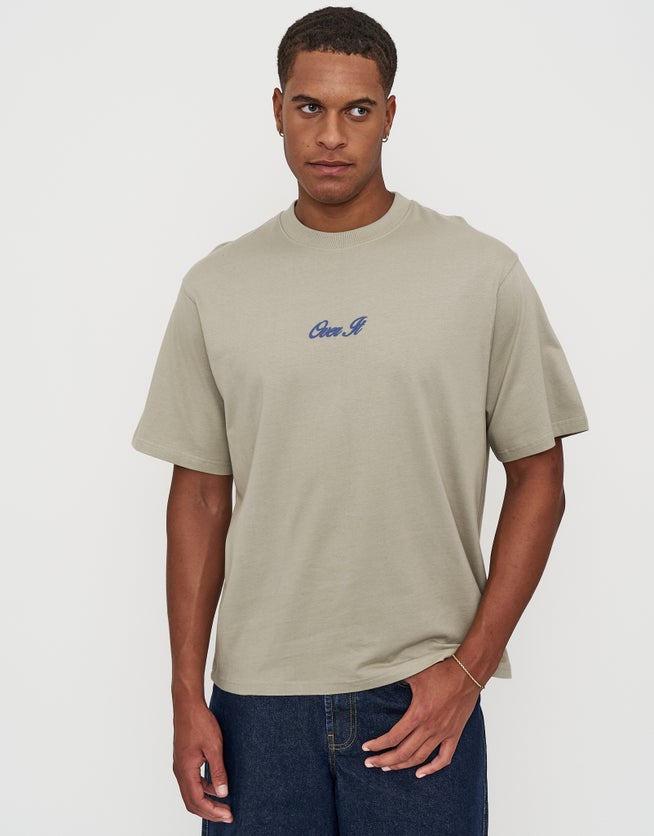Over It Relaxed Fit T Shirt in Desert | Hallensteins NZ