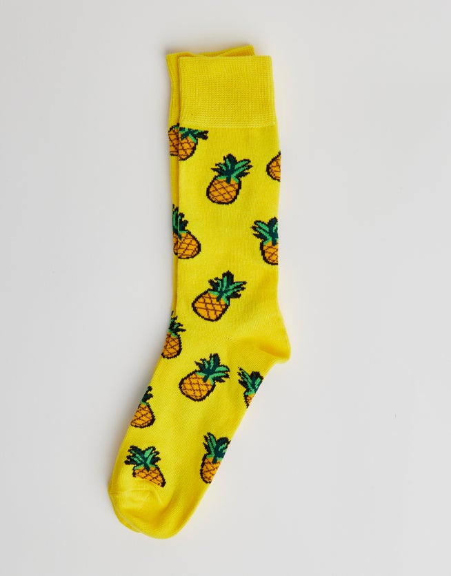 Organic Cotton Pineapple Dress Socks in Yellow | Hallensteins NZ