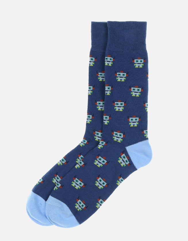 Robot Dress Socks in Navy | Hallensteins NZ