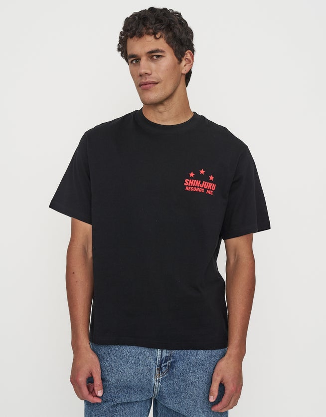 Shinjuku Relaxed Fit T Shirt in Black | Hallensteins NZ