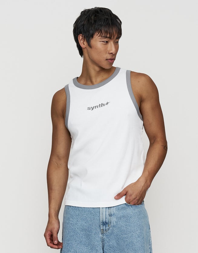 Ribbed Synth Singlet in Blanc | Hallensteins AU