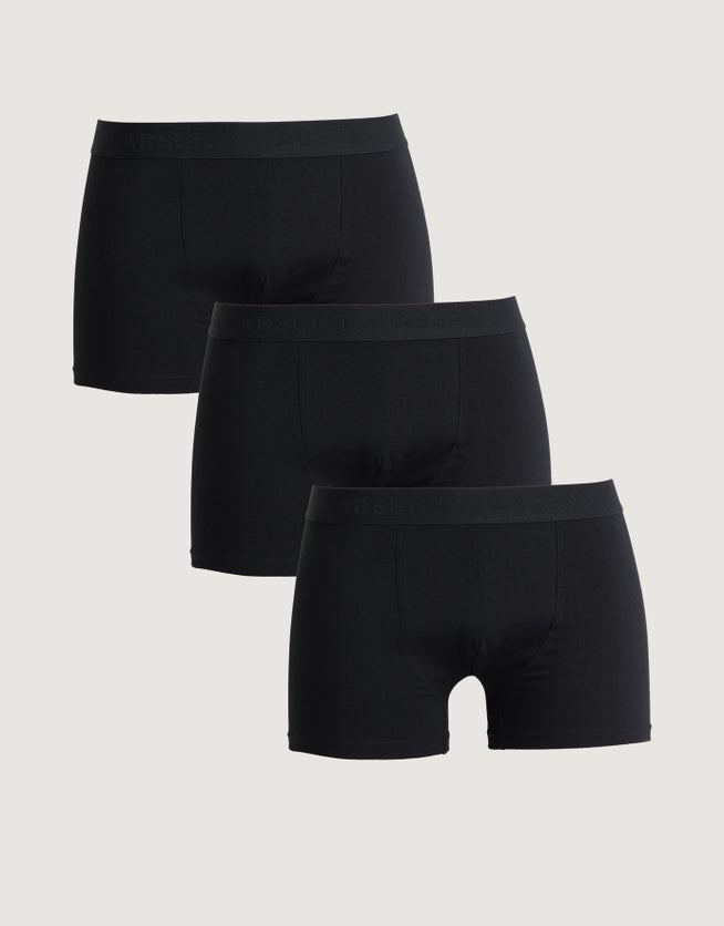 Organic Cotton 3 Pack Plain Colour Boxers in Black | Hallensteins US