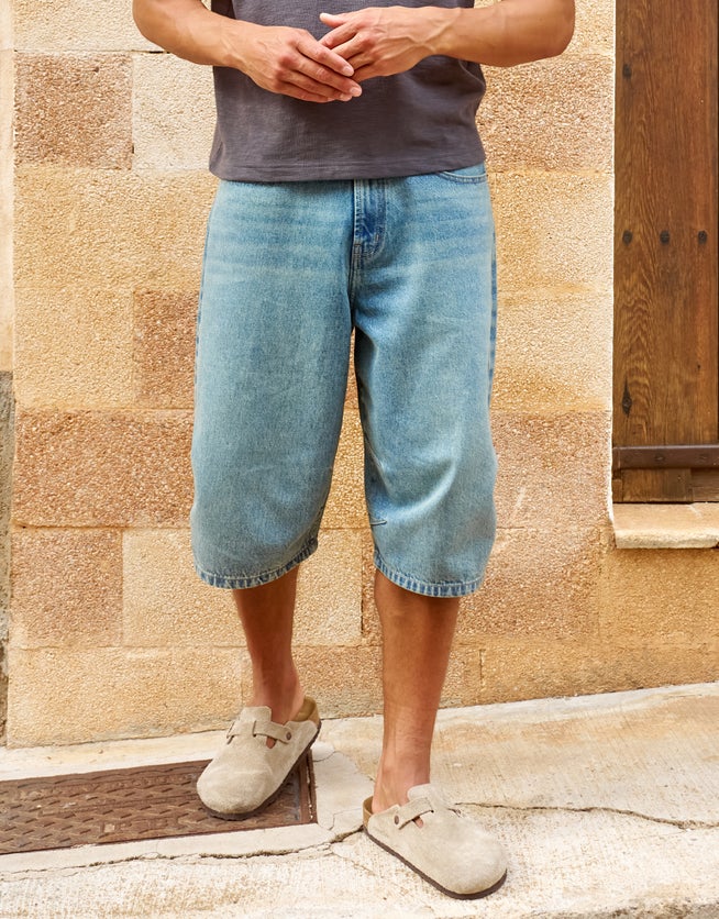 Extra Baggy Barrel Jorts in Blue | Hallensteins NZ