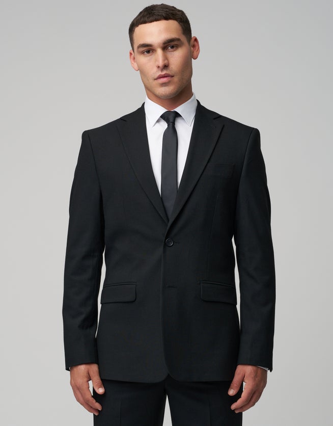 Stretch Slim Fit Suit Jacket in Black | Hallensteins NZ