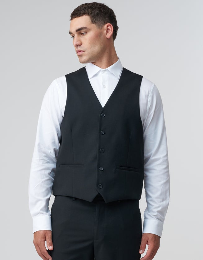 Slim Fit Waistcoat in Black | Hallensteins NZ