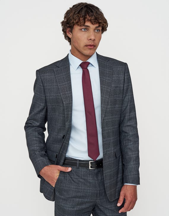 Check Slim Fit Suit in Charcoal | Hallenstein Brothers
