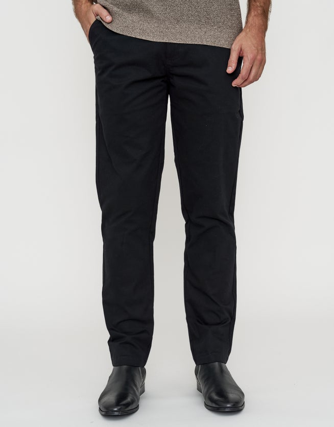 Echo Tapered Fit Chinos in Black | Hallensteins NZ