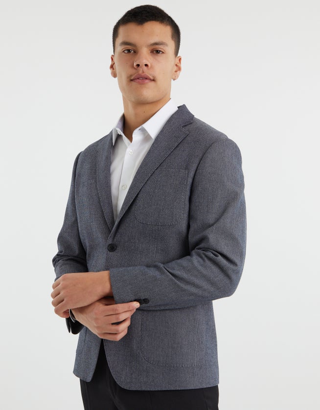 Texture Patch Pocket Blazer in Navy | Hallensteins US