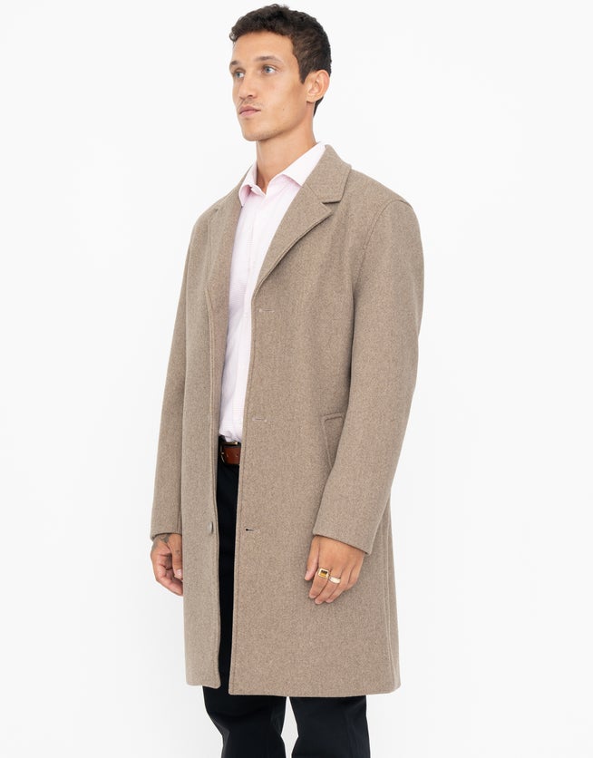 Wool Blend Overcoat in Tan | Hallensteins AU