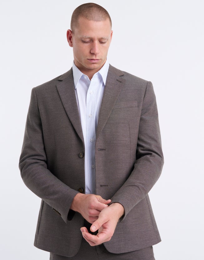 Stretch Madera Slim Fit Suit Jacket in Brown | Hallensteins NZ
