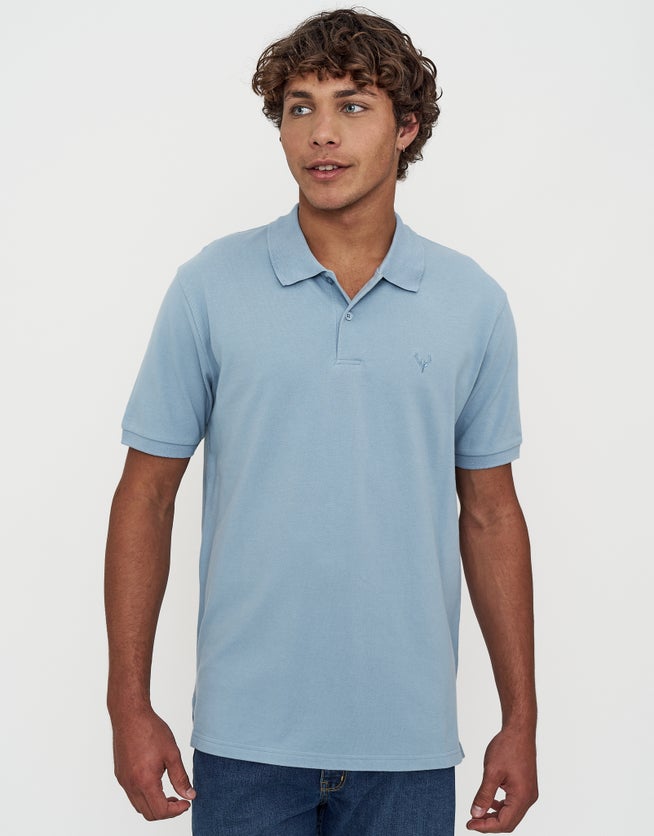 Pique Short Sleeve Polo in Blue Mist | Hallensteins NZ