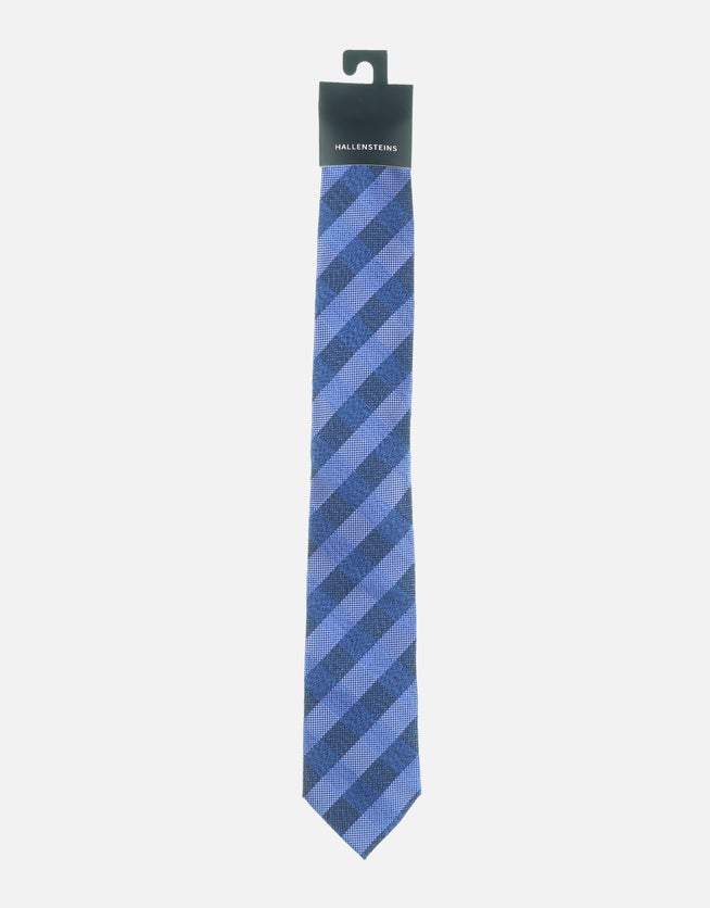 Skye Check Slim Tie in Blue | Hallensteins NZ