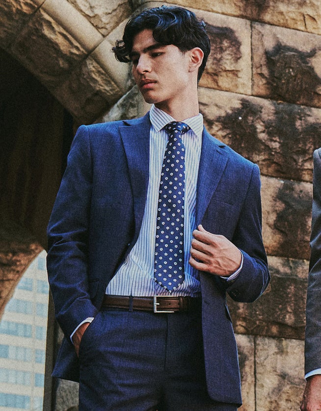 Hawthorne Check Slim Fit Suit Jacket in Navy Check | Hallensteins AU